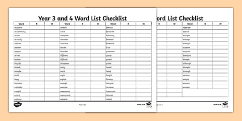 Year 3 and 4 Spelling Words Flashcards