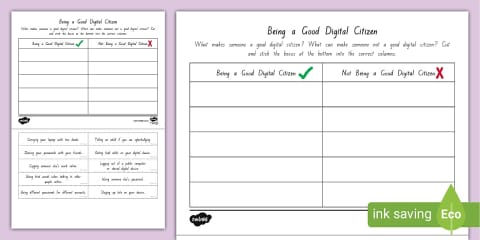 What Makes a Good Digital Citizen? Worksheet