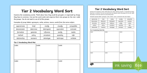 Tier 2 and 3 Vocabulary Tracking Sheet