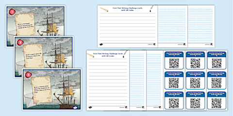 First Fleet Writing Challenge Cards with QR Codes