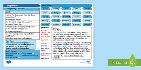 Features of a Diary Writing Entry Checklist | Twinkl