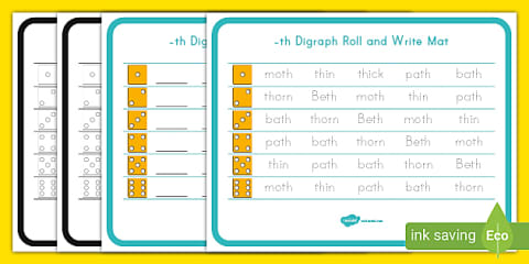-th Digraph Roll and Read Mat for 1st-2nd Grade