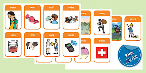Two Syllable 'SW' Flash Cards - sw sound, syllable, flash cards