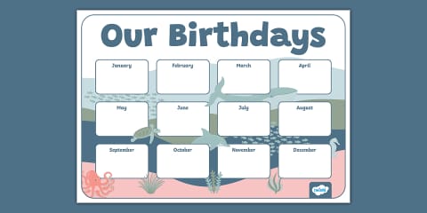 Under The Sea Themed Our Class Birthday Chart Display Poster