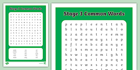 Stage 5 Common Words Word Search