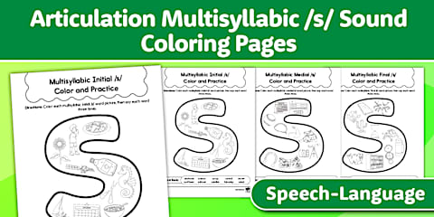 Articulation Multisyllabic /l/ Sound Coloring Pages for SLP | Initial ...