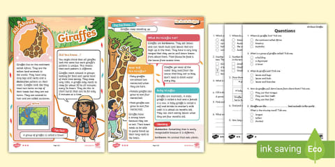 Printable Giraffe Worksheet - Ready made Teaching Resource