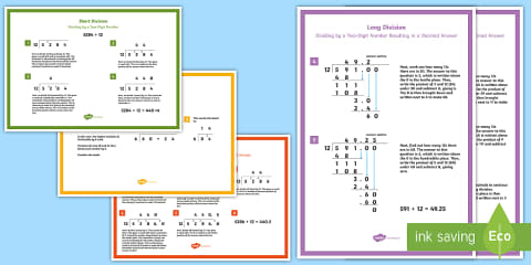 Bus Stop Method: Formal Division of 3 Digit Numbers Worksheet