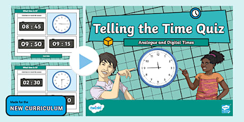 Telling the Time Maths Game: 12 Hour Digital and Analogue Clock