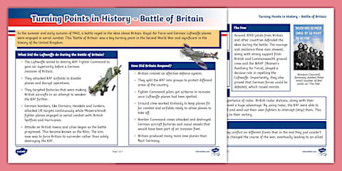 KS2 Facts About the Battle of Britain Display Poster
