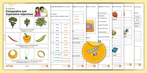 ESL Comparatives and Superlatives Snakes and Ladders Board Game [Kids, A1]