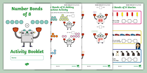 Super Spiders Number Bonds of 8 Worksheet