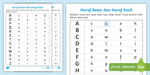 Latihan Menyurih Huruf Besar dan Huruf Kecil Tema Epal