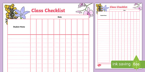 Teacher Planner Class Checklist