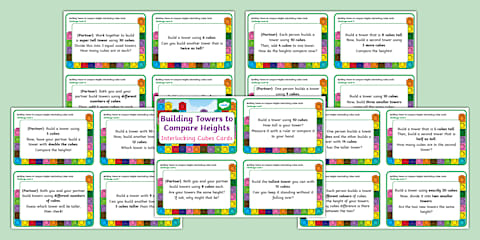 Interlocking Cubes Number Construction Challenge Cards