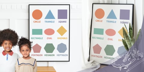 Gingham-Themed Shape of the Week Display Posters