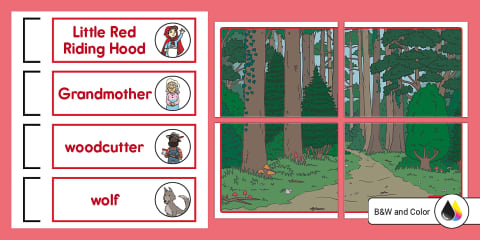 Little Red Riding Hood Character Describing Words Matching Activity