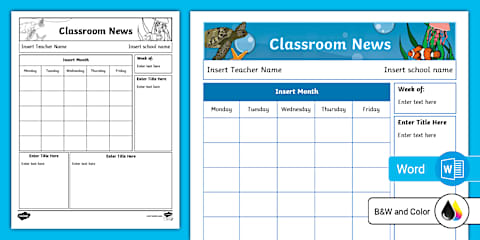 This Week Next Week Newsletter Template for PreK-K