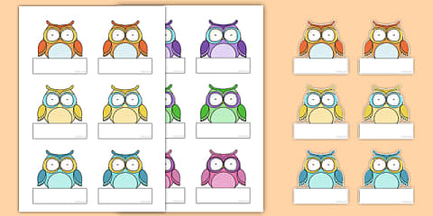 Cute Owl Themed Drawer Peg Name Labels