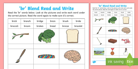 'tr' Blend Read and Write Worksheet
