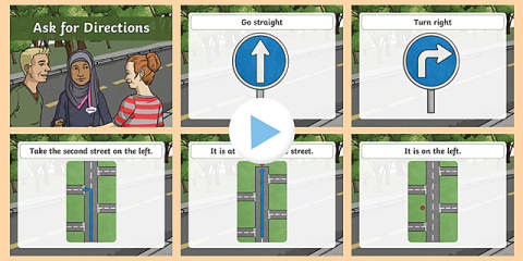 ESL Giving Directions Flashcards [Kids, A1-A2]