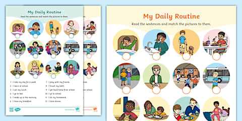 ESL My Daily Routine Powerpoint Lesson [Kids, A1]