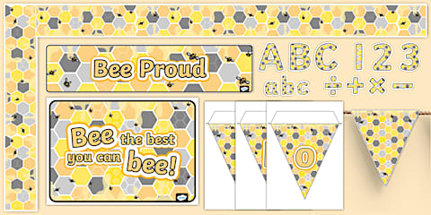 Editable Bee Themed Cut Outs | Classroom Decorations