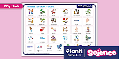 Twinkl Symbols: PlanIt Science: Animals Including Humans: Year 2: AAC Mat