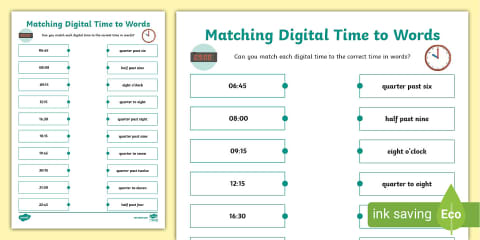 Digital Time: Quarter To and Quarter Past Worksheet