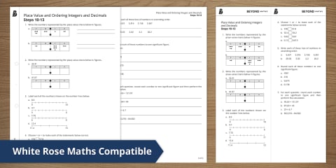 Place Value and Ordering Integers and Decimals - Homework Bundle