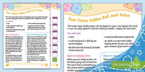 Multiplication Roll and Colour Activity (Two Dice)