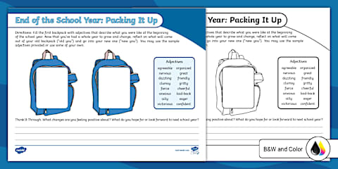 End of the School Year Reflections Worksheet for 3rd-5th Grade