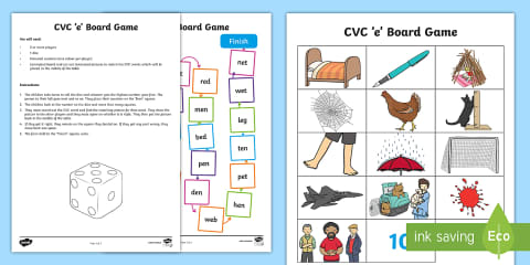 Snakes and Ladders 'a' CVC Words Board Game