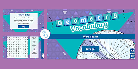 Tier 3 Geometry Vocabulary Interactive Word Search for 3rd-5th Grade