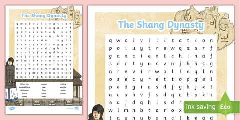 Ancient China: The First Four Dynasties Word Search for 6th-8th Grade