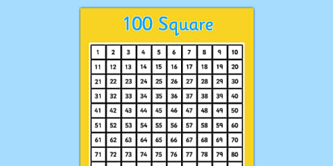 100 Square Splat - 100 Number Splat Squares Year 1
