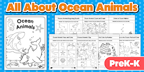 Land and Ocean Animal Sorting Worksheet for PreK-K