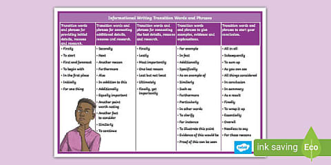 Third Grade Adding Transition Words Worksheet