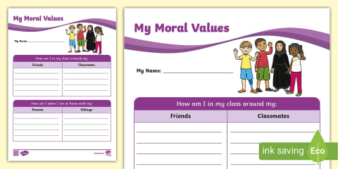 Moral Values Worksheet
