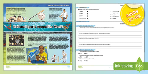 ESL Extreme Sports Reading Comprehension [Kids, B1-B2]