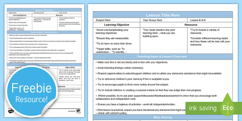 Daily Lesson Planning Template