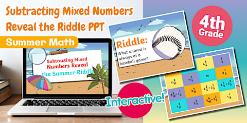 Fourth Grade Adding Mixed Numbers Reveal the Summer Riddle Math ...