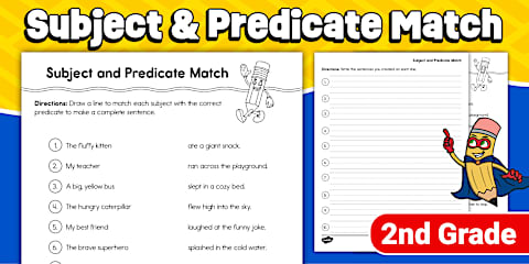 Third Grade Identifying Subject and Predicate Worksheet