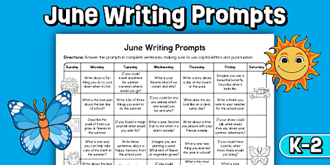 May Writing Prompt Calendar for K-2nd Grade