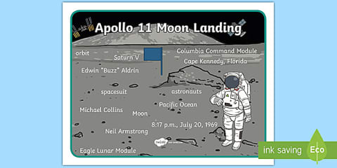 Apollo 11 Simple Sentence Writing Prompts for K-2nd Grade