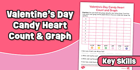 Valentine's Day Counting Syllables Worksheet for K-2nd Grade