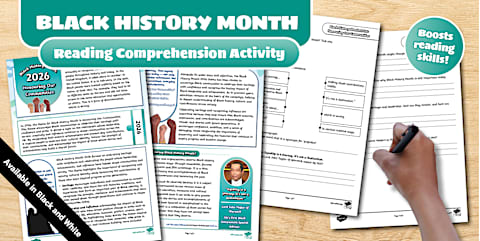 Black History Month Reading Comprehension Activity For Ages 7-9