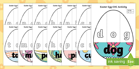 Easter Basket CVC Words Hands-on Sorting Activity for K-1st Grade