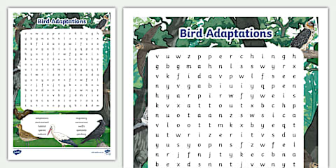 Animal Adaptations Word Search