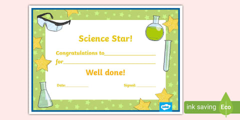 Science Fair Awards Certificates